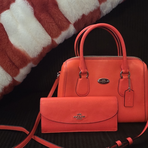 Coach | Bags | Coach Neon Coral Set | Poshmark